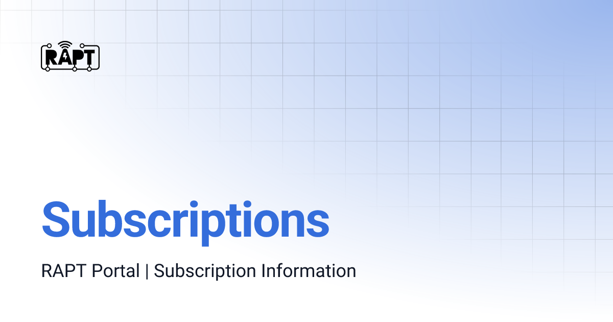 Subscriptions | KegLand RAPT Portal Help