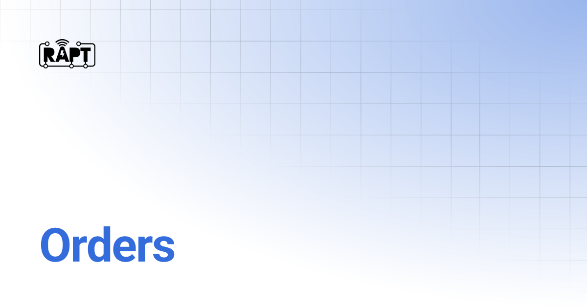 Orders | KegLand RAPT Portal Help